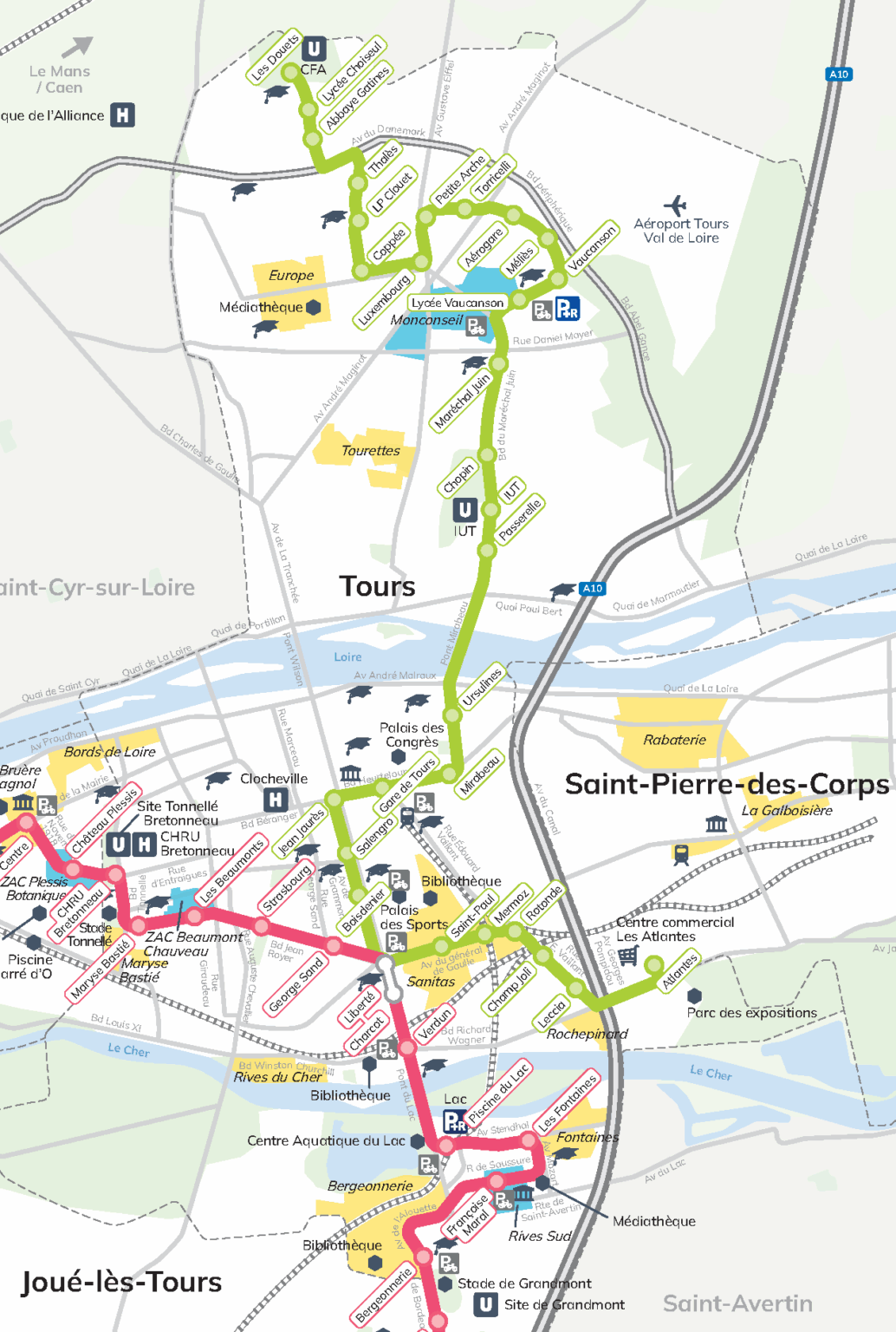 Parcours du tramway à Tours - Lignes2Tram